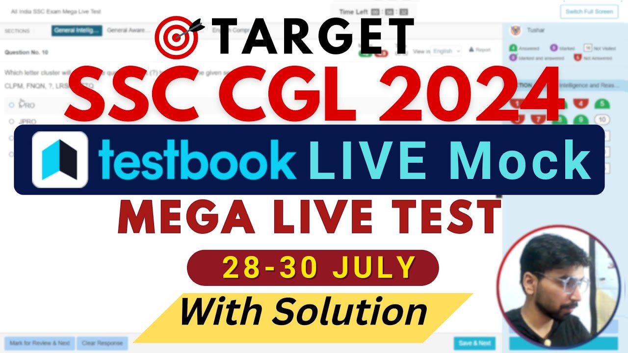 Testbook Live Mock Test | 28-30 July CGL 2024 | Tushar Gupta (CGA Acc ...