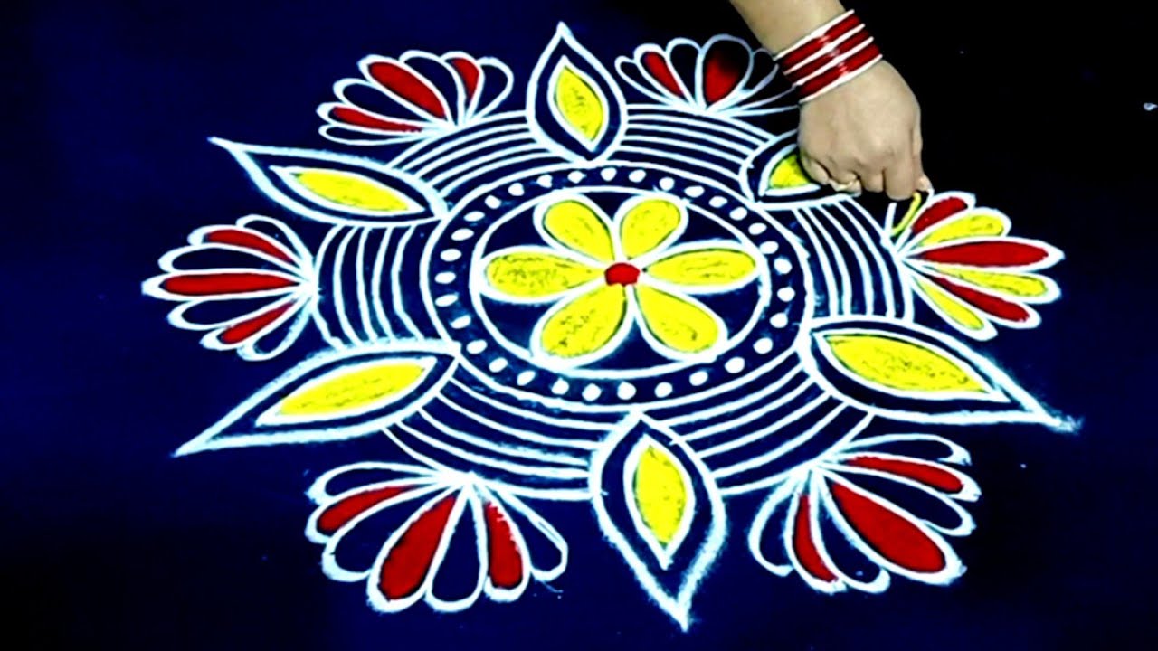 Traditional Friday Rangoli design with easy steps / Beautiful padi ...