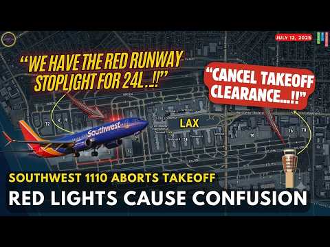 Southwest 737 Aborts Takeoff After Runway Lights Flash Red at LAX!  #atc