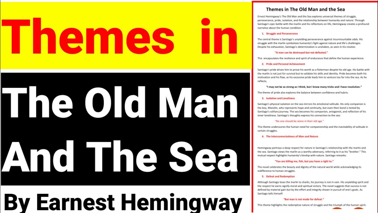 Themes in old man and the sea | themes | old man and the sea Santiago ...