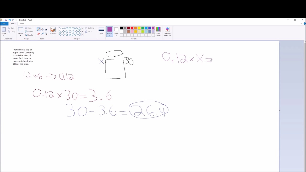 Percent Decrease with Equations - YouTube