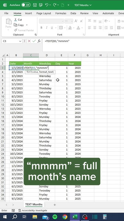 How to extract just the month from a date in Excel! #excel #exceltips #exceltutorial - YouTube