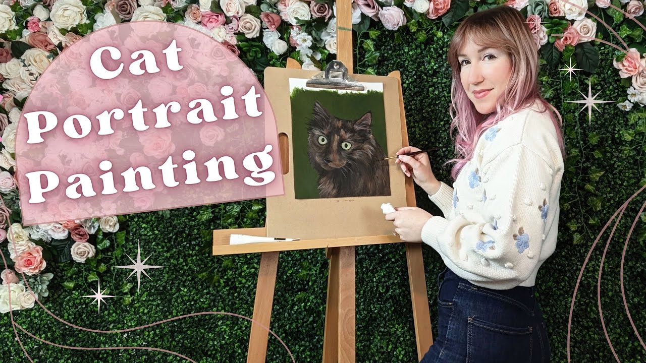 Pet Portrait #2 // Acrylic Painting // Daphne the Cat - YouTube