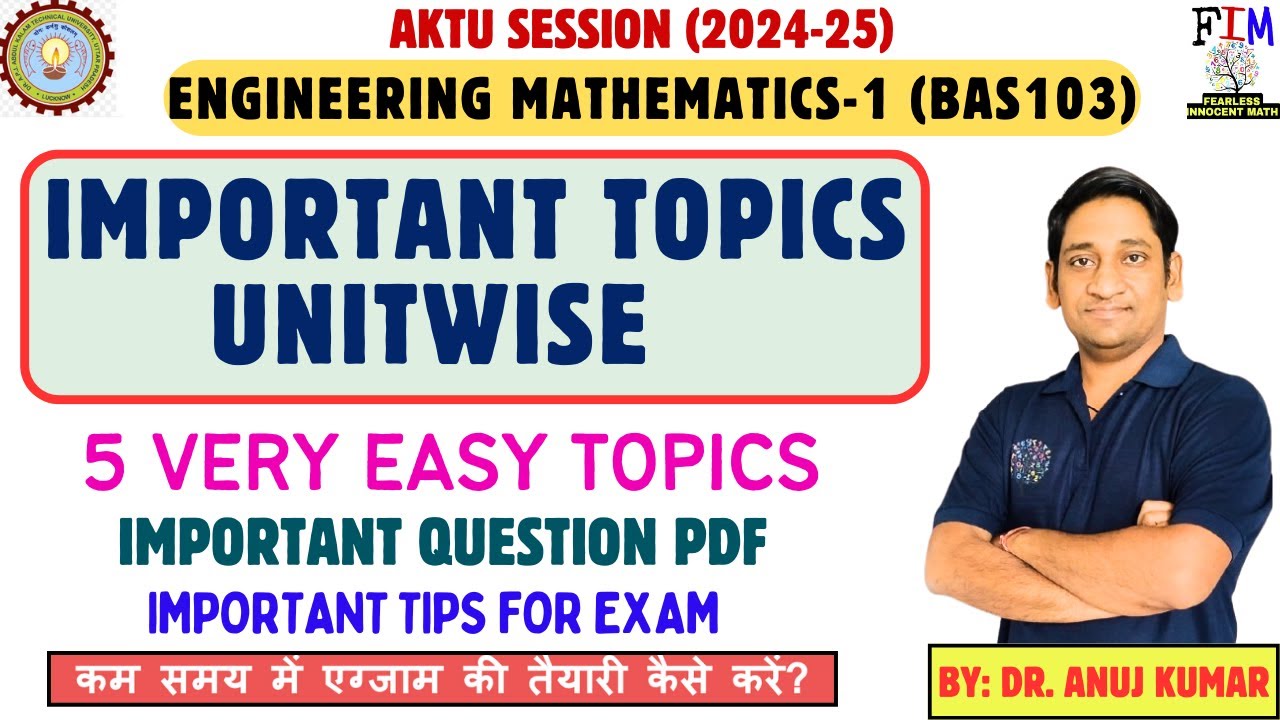 ENGINEERING MATHEMATICS 1 IMPORTANT TOPICS | IMPORATANT TOPICS IN ...