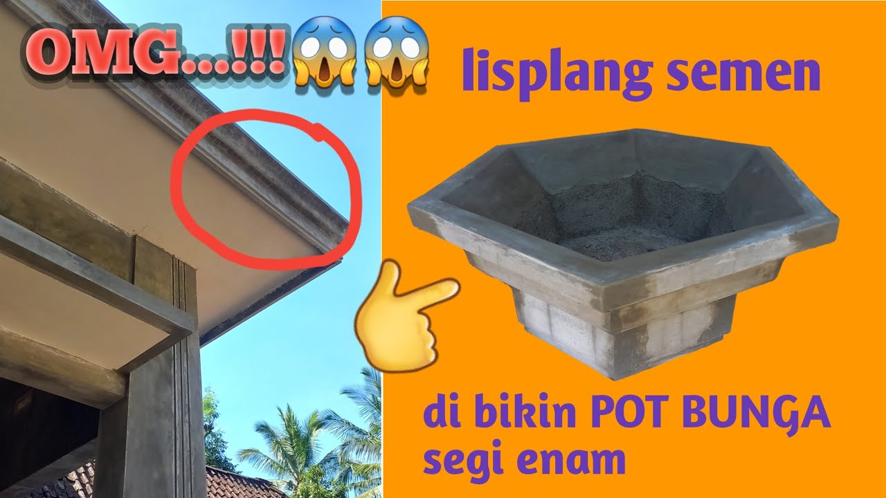 Cara membuat pot bunga model segi enam menggunakan lisplang semen - YouTube
