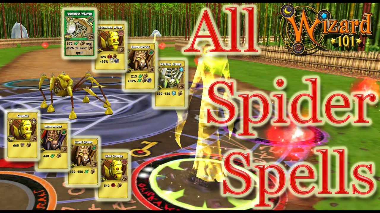 Wizard101: All Spider Spells (as of Oct. 2020) (CC) - YouTube