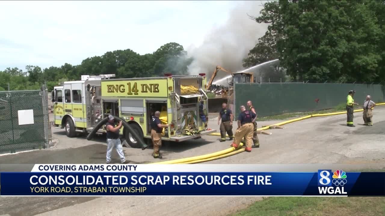 Crews battle scrapyard fire near Gettysburg - YouTube