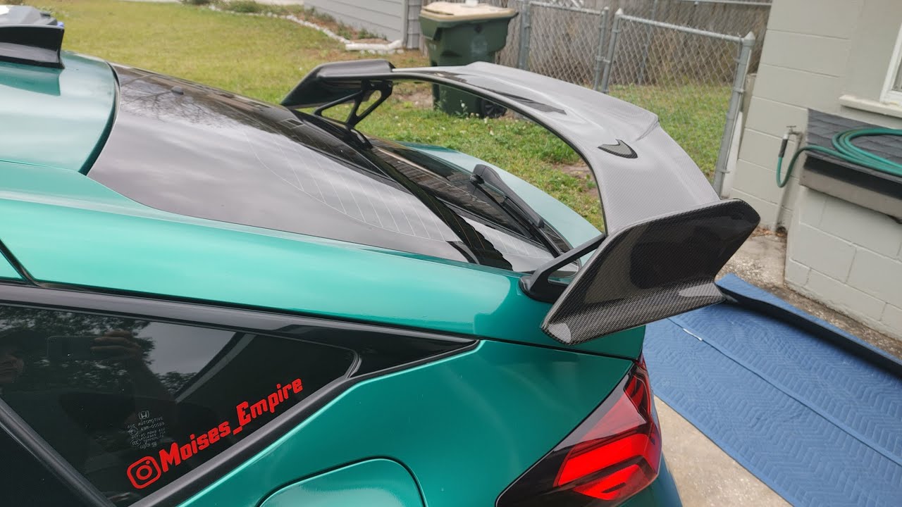 Installing a Seibon wing on my FL5 Honda civic Type R - YouTube