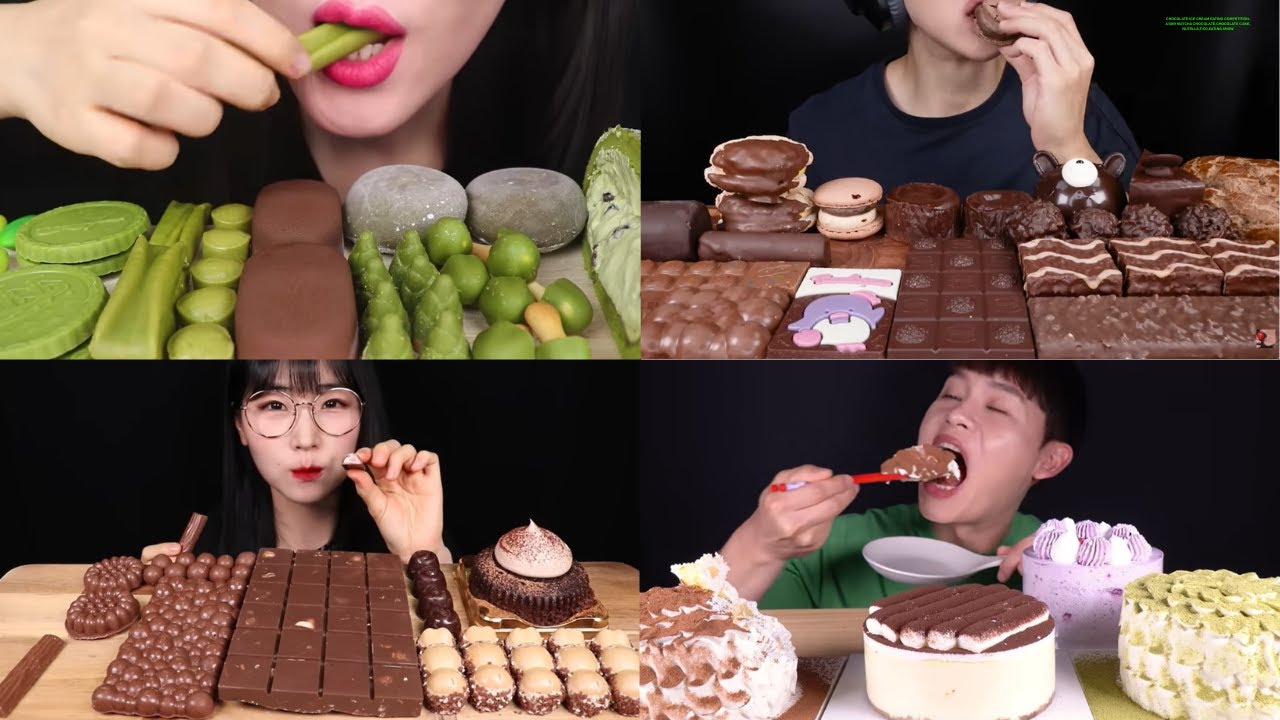 CHOCOLATE ICE CREAM EATING COMPETITION,ASMR MATCHA CHOCOLATE,CHOCOLATE ...