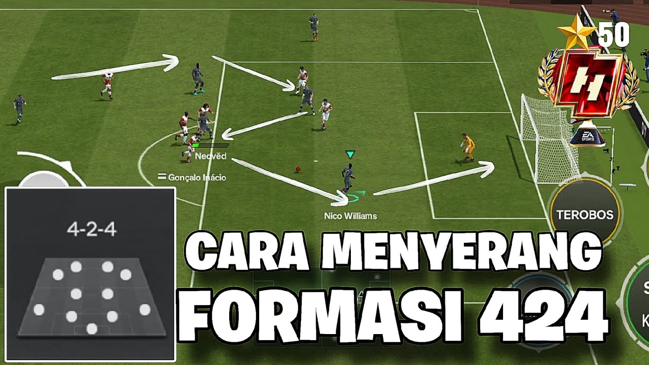 CARA MENYERANG FORMASI 424 FC MOBILE - YouTube