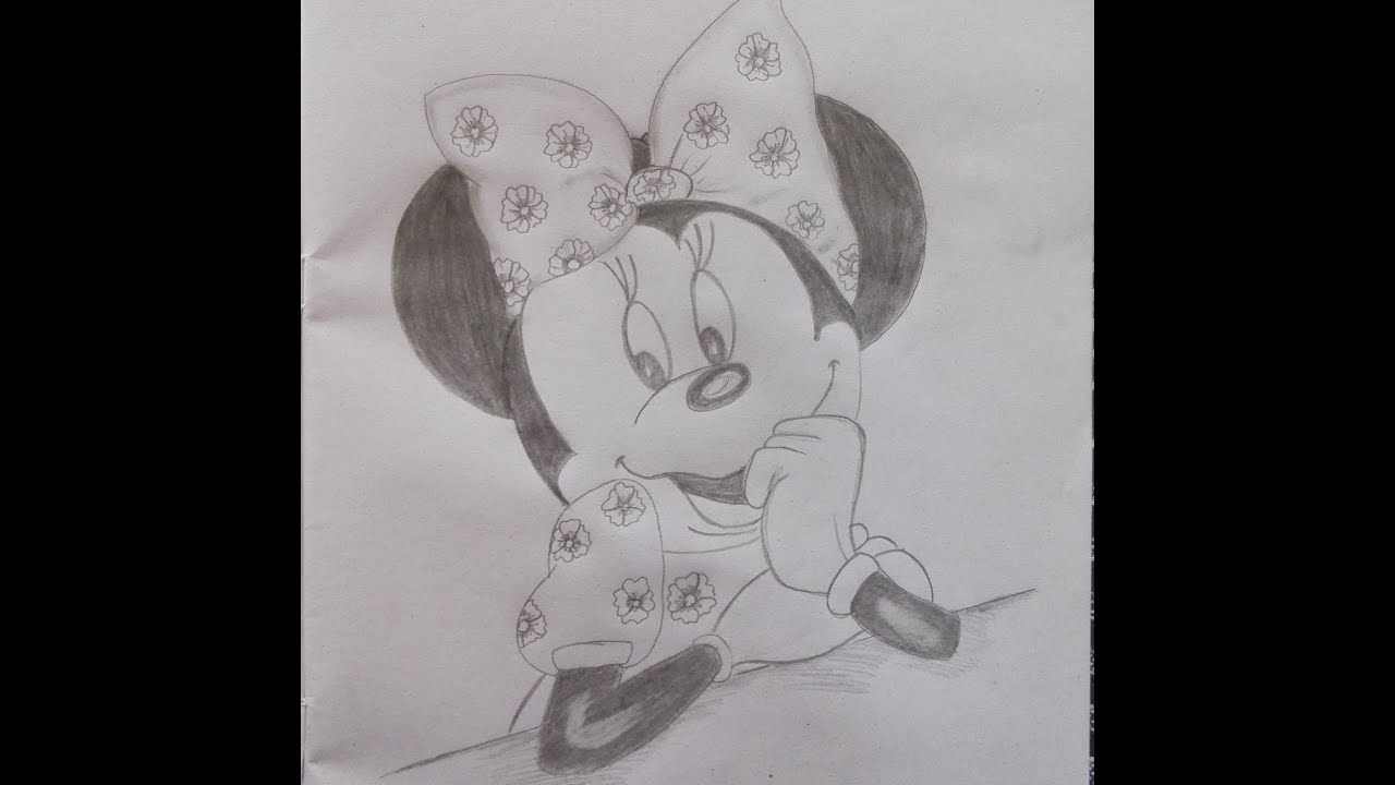 Minnie Mouse || Pencil sketch || How to draw Minnie Mouse - YouTube