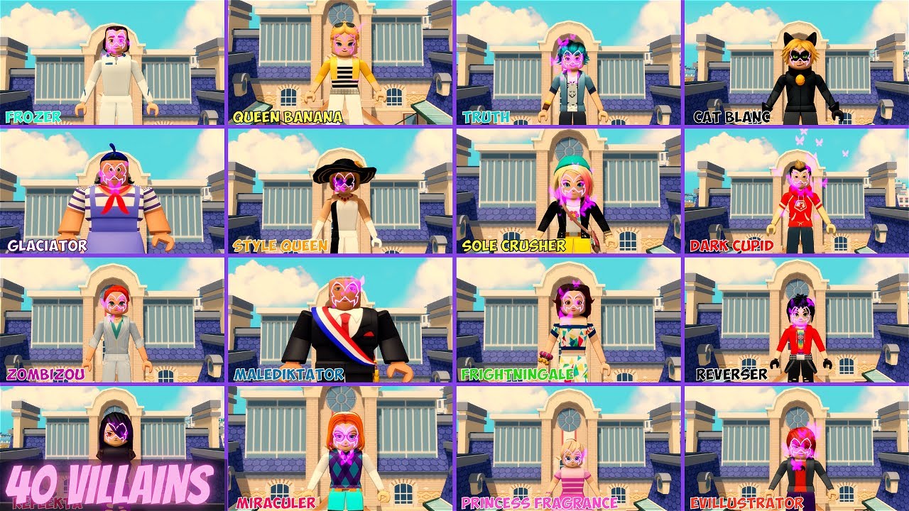 All 40 Villains of Ladybug but Roblox - YouTube