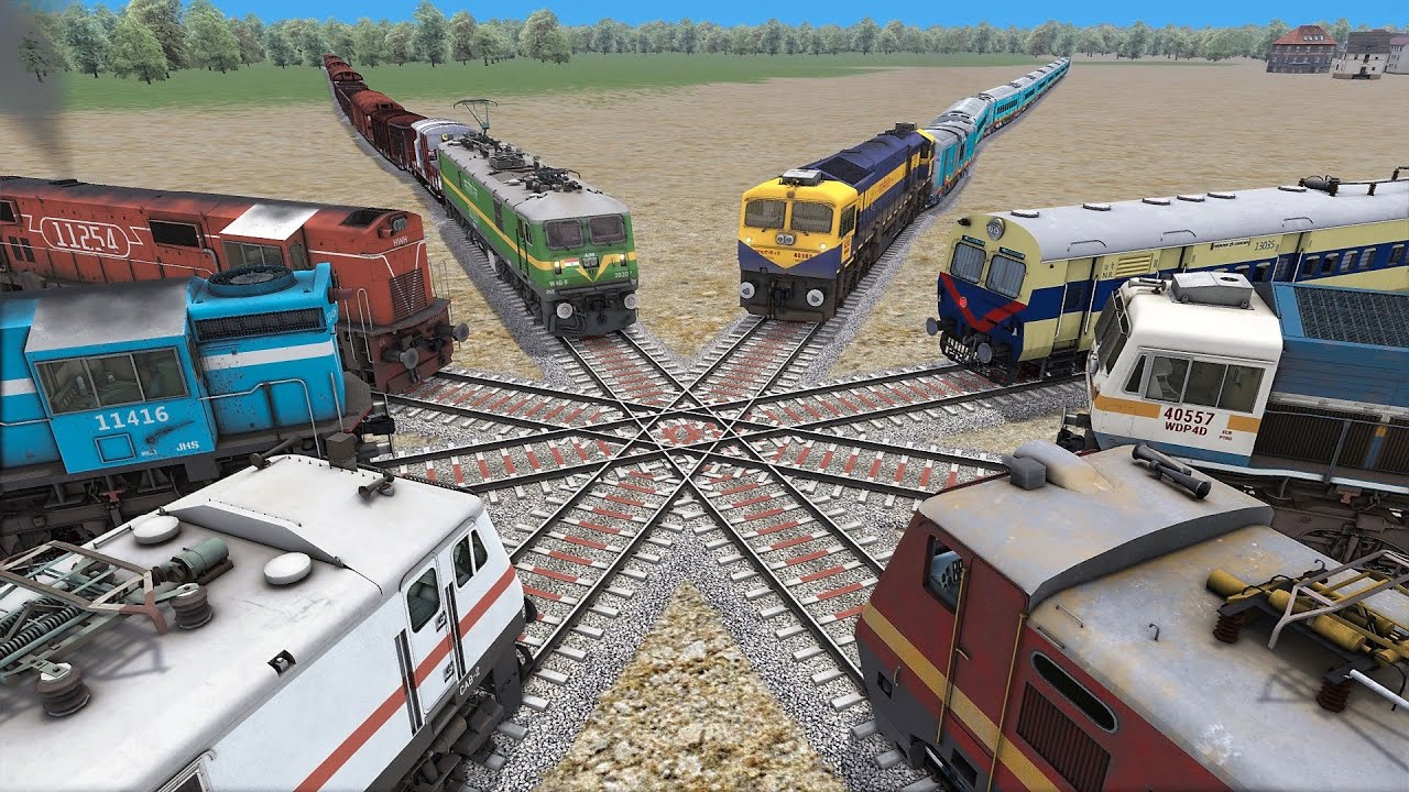 Eight Trains Crossing each other at Forked Railroad | BeamNG.Drive ...