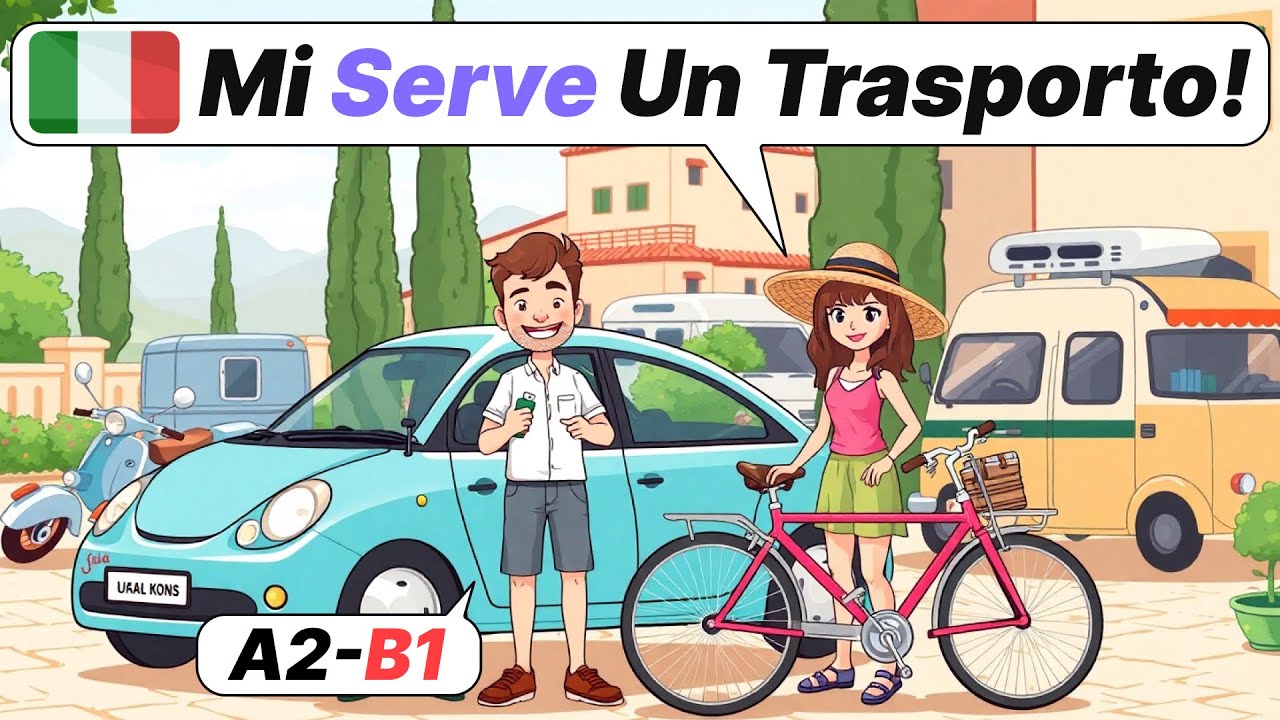 Learn Italian Naturally with Easy A2-B1 Dialogues - Noleggiare un mezzo ...