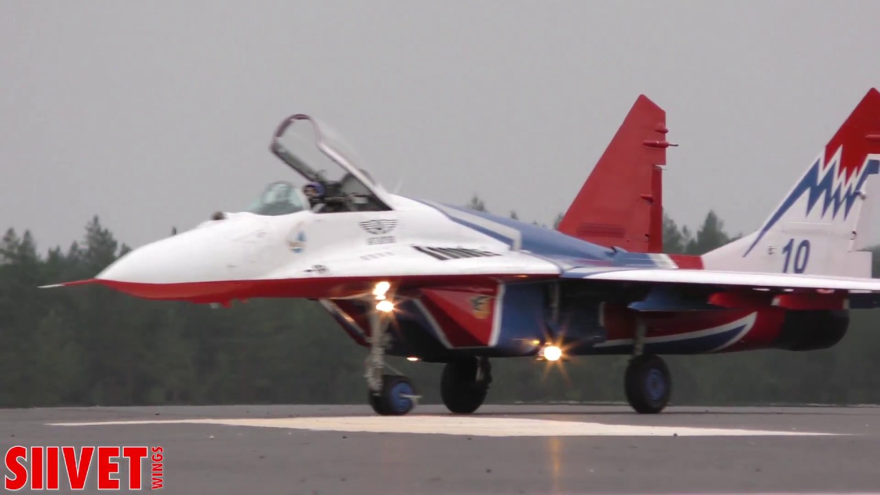 MiG-29 Engine Start, Takeoff And Landing - Russia - JMW2017 - YouTube