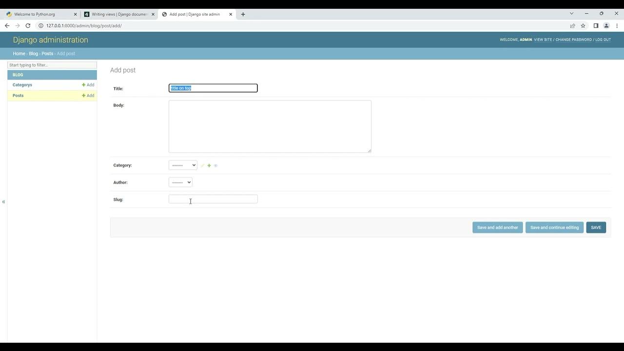 membuat slug di admin django - YouTube