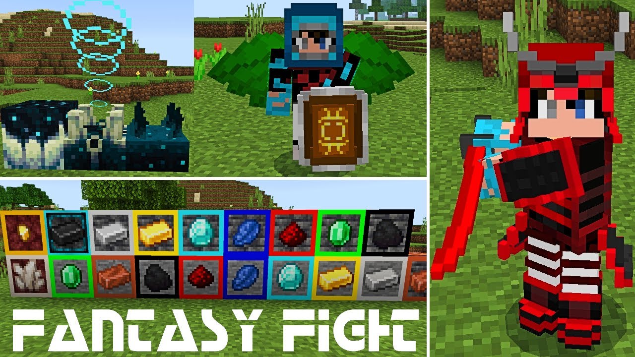Fantasy Fight MCPE || Nuevas Texturas y modelos en Minecraft Bedrock - YouTube