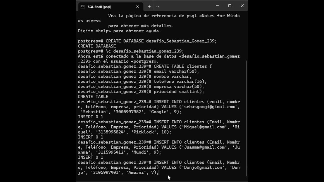 Creación Bases de Datos y tabla Postgre SQL - Desafío 2 - YouTube