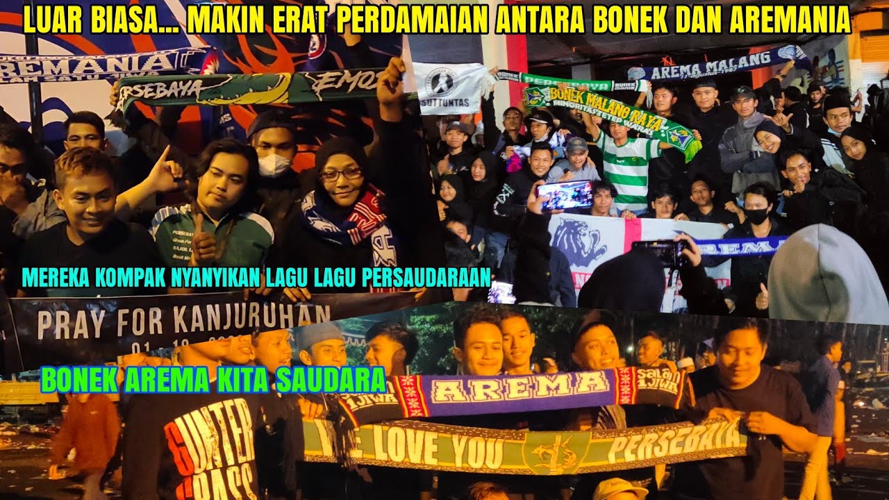 kehadiran Bonek mania di stadion Kanjuruhan disambut dengan antusias ...