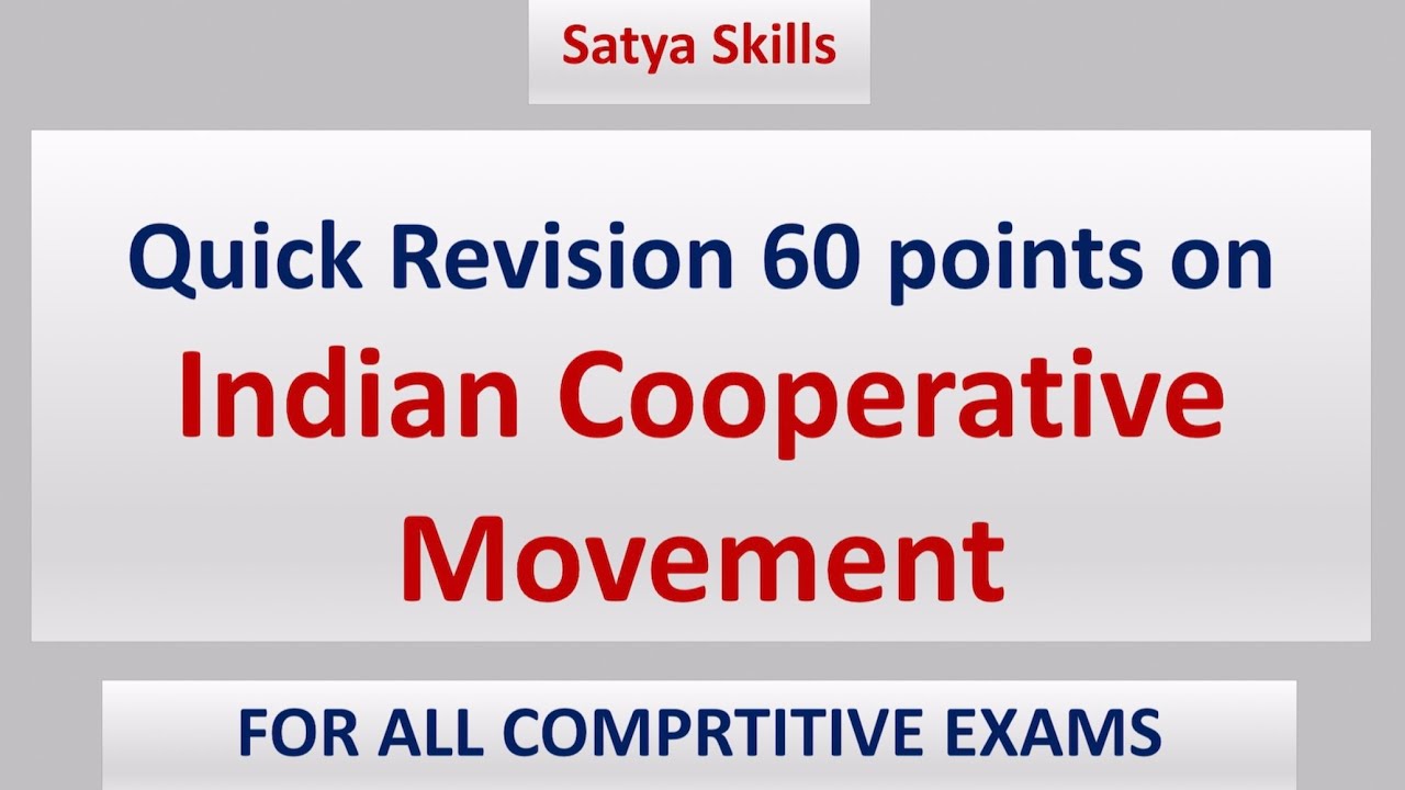Quick revision on Cooperative Movement in India in 60 points - YouTube