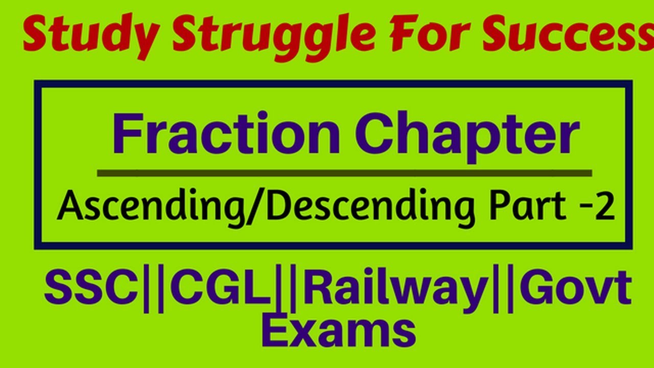 Fraction Chapter Part 2 (Comparison of Fraction) ||SSC||CGL||Railway ...