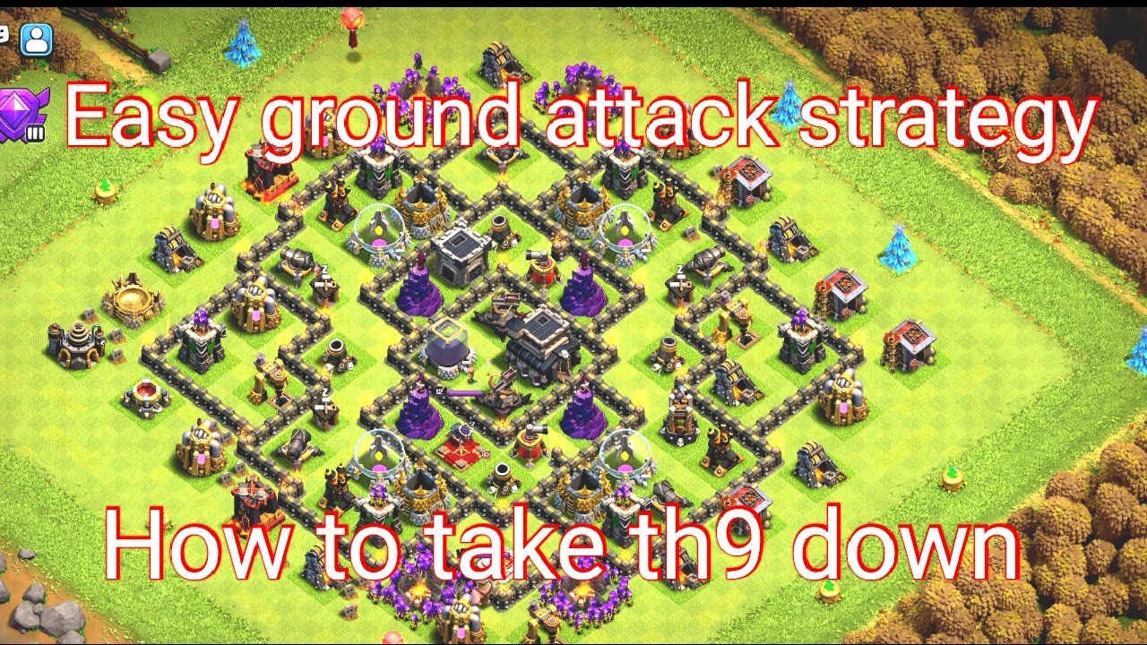 How to clear th9 bases with ground attack - YouTube