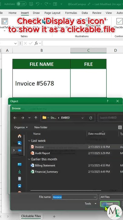 Learn how to insert clickable files so you can open documents.#excel #finance #spreadsheets ...