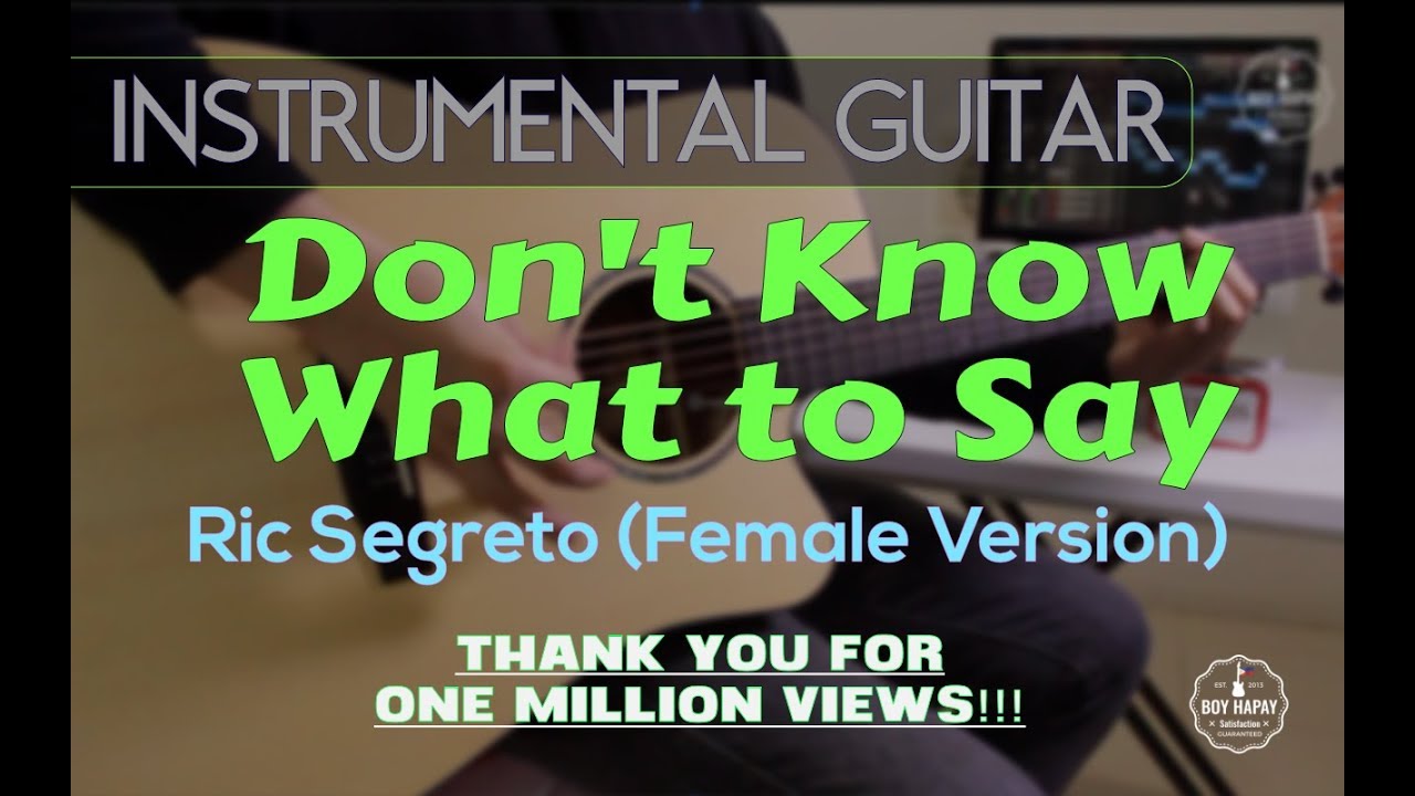Ric Segreto - Don't Know What To Say instrumental guitar karaoke cover ...