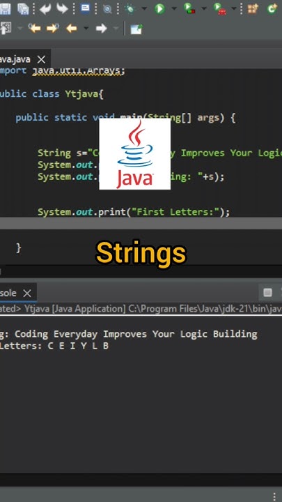 Java Challenge:Print First Letter of Every Word Strings🤞. #shorts #java #javatutorial - YouTube
