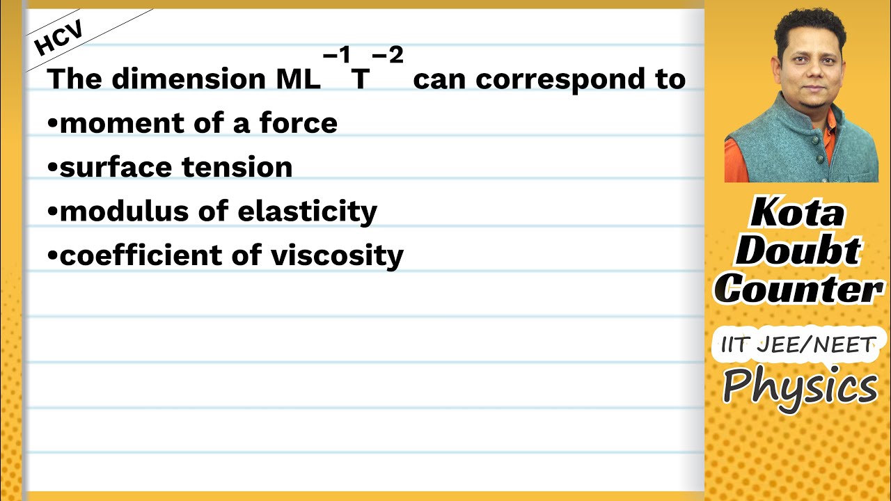 HCV: The dimension ML–1T–2 can correspond to: moment of a force ...