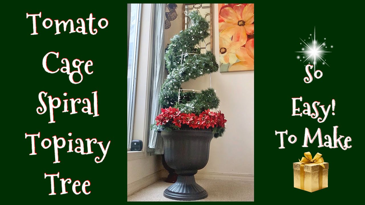DIY 5 ft Tall Tomato Cage Spiral Christmas Topiary Tree - YouTube