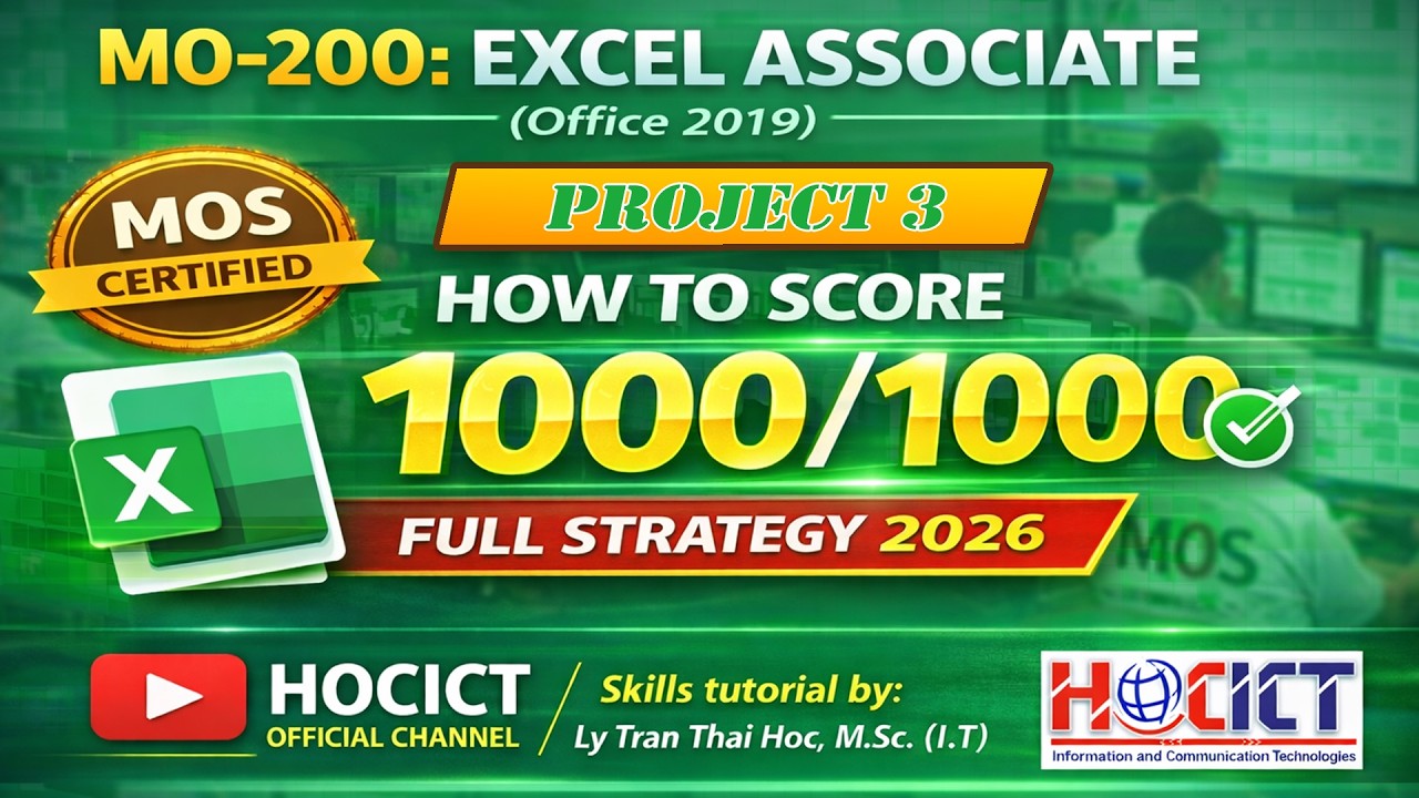 MOS Excel 2019 - Project 03 (HOCICT Official Channel) - No Edit - YouTube