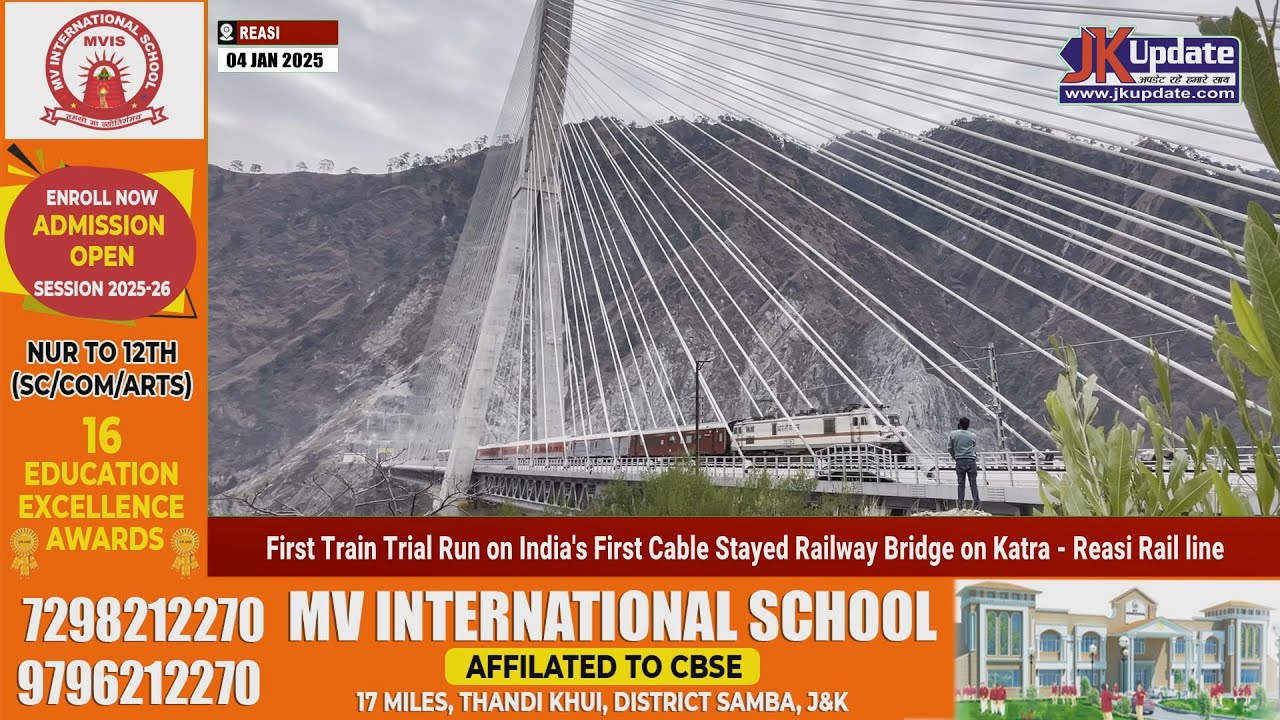 First Train Trial Run on India's First Cable Stayed Railway Bridge on ...