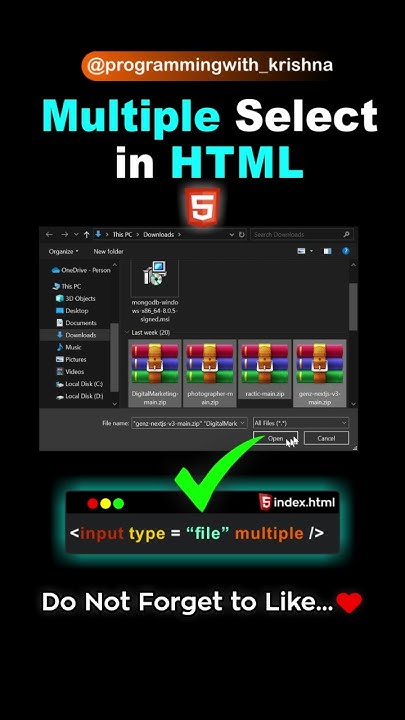 Multiple Files Select in HTML For Developer #html #css #shorts #newshorts #newshort - YouTube
