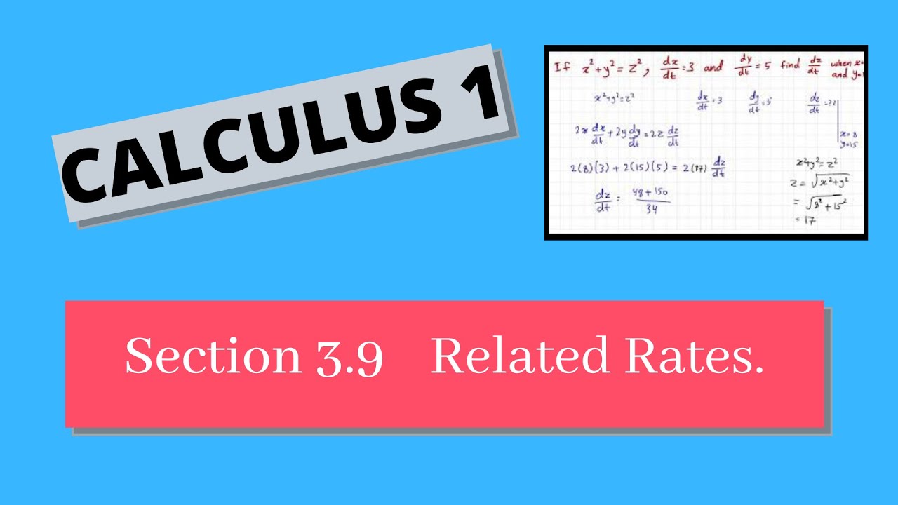 Related rates 3.9 Calculus1 - YouTube