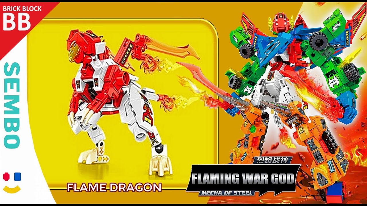 Speed Build Flame Dragon !! ⚡️ Sembo Block Flaming War God, Unboxing ...