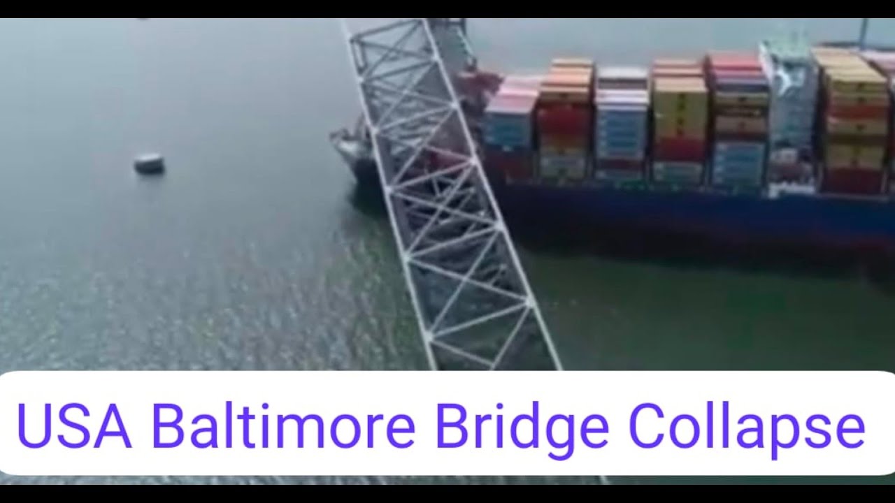 USA Baltimore Bridge Collapse after cargo ship slams || live footage ...