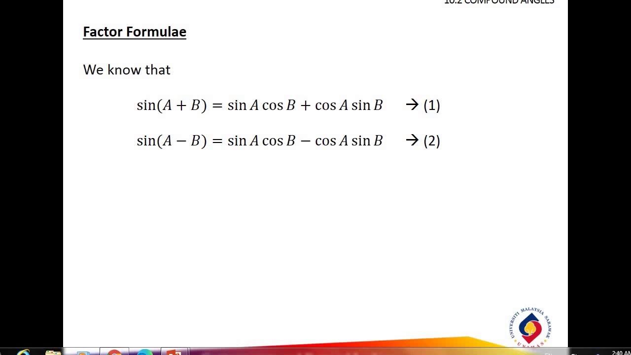 Trigonometry factor formulae - YouTube