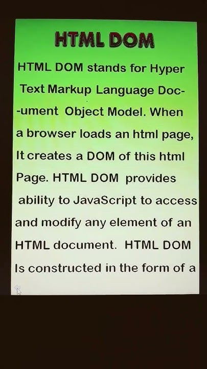 What does DOM mean in HTML ? | BCA | CIT| IGNOU TEE - YouTube