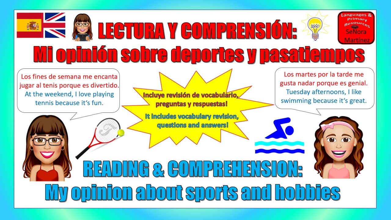 Sports & Hobbies: Reading & Comprehension / Deportes y Pasatiempos ...