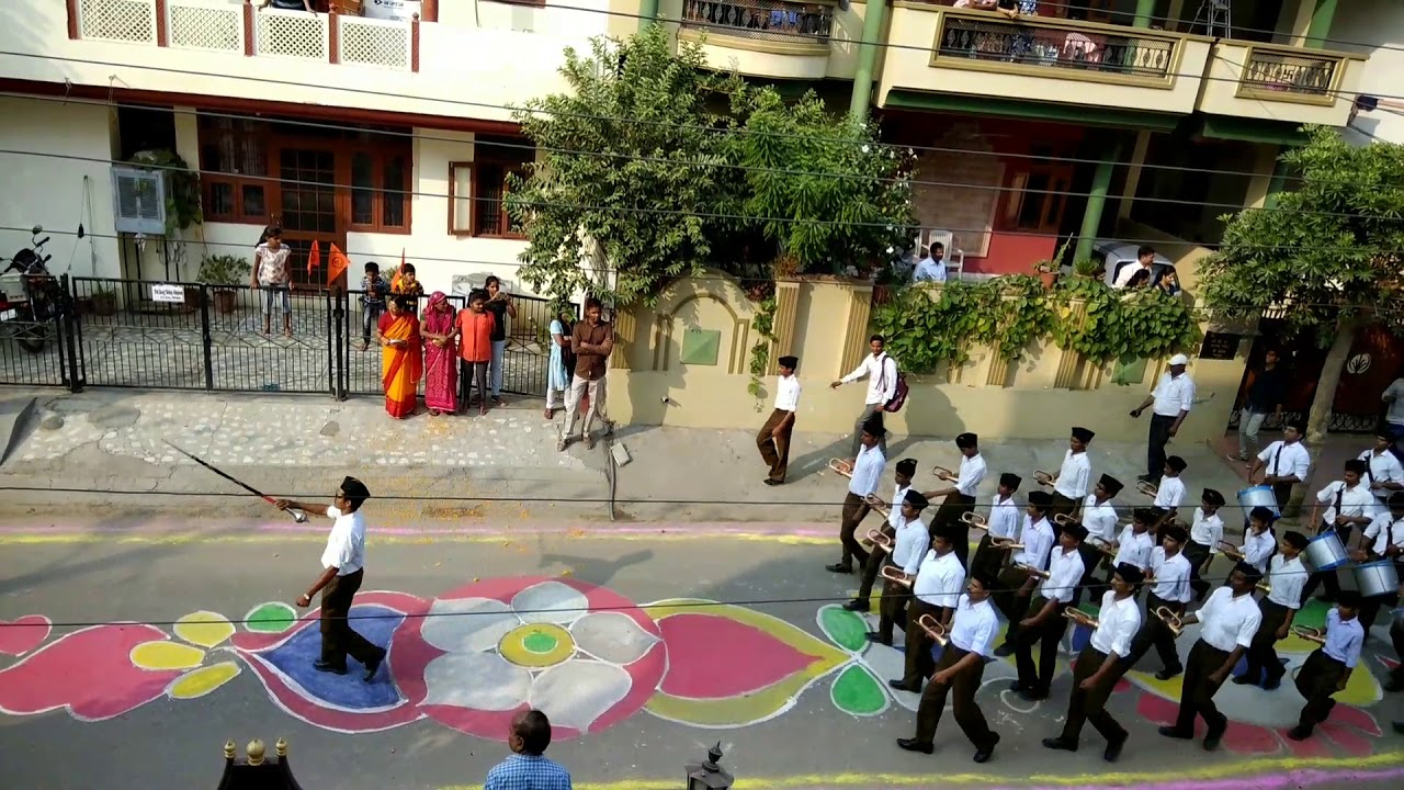 RSS parade to welcome Mohan Bhagwat in Jaipur - YouTube