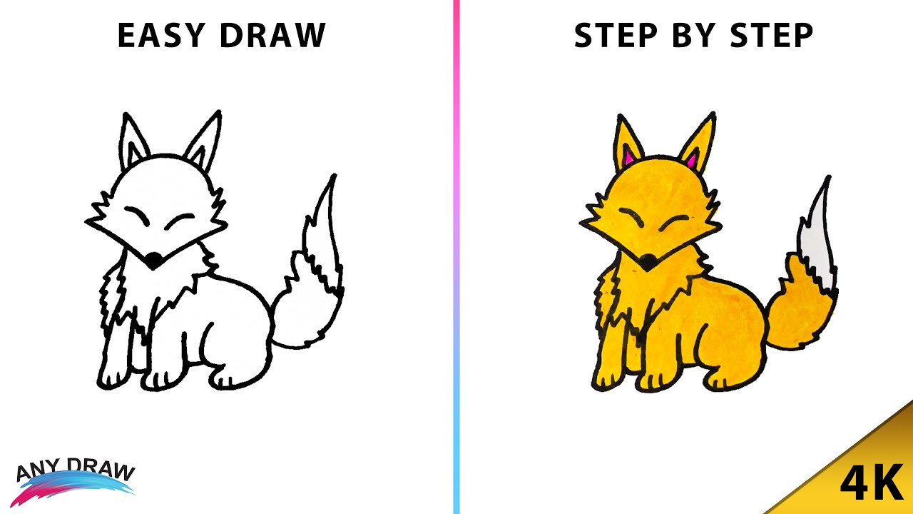 How to draw a Cute Fox | Easy drawings - YouTube