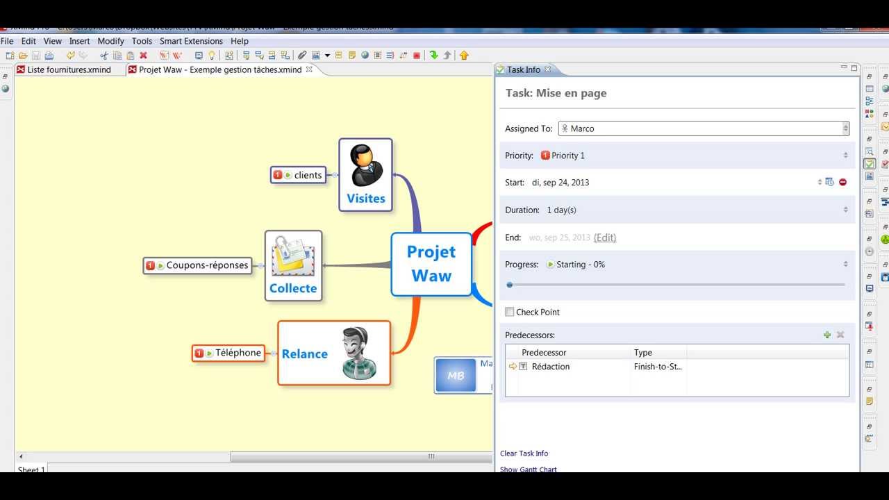 Export des infos de tâches XMind vers une feuille de calcul Excel - YouTube