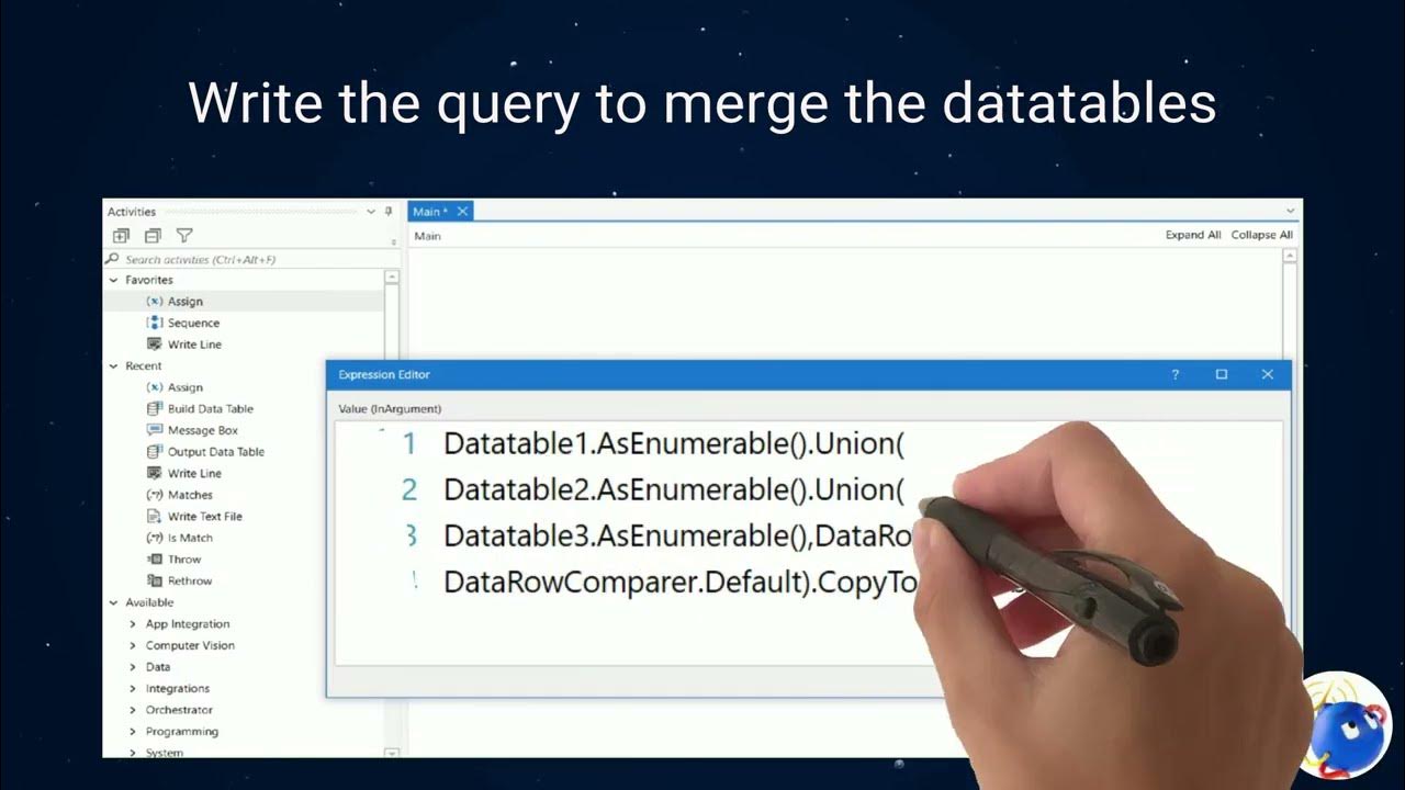 Merge Datatables using LINQ in UiPath - YouTube