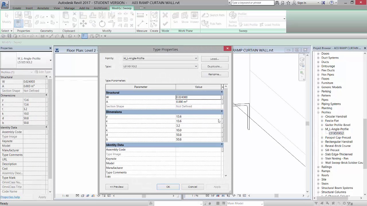 3 19 Revit Sweep Component Model in Place Profile 2 - YouTube