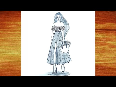 Drawing Of A Girl Full Body Easy || Full Body Girl Drawing || Girl ...
