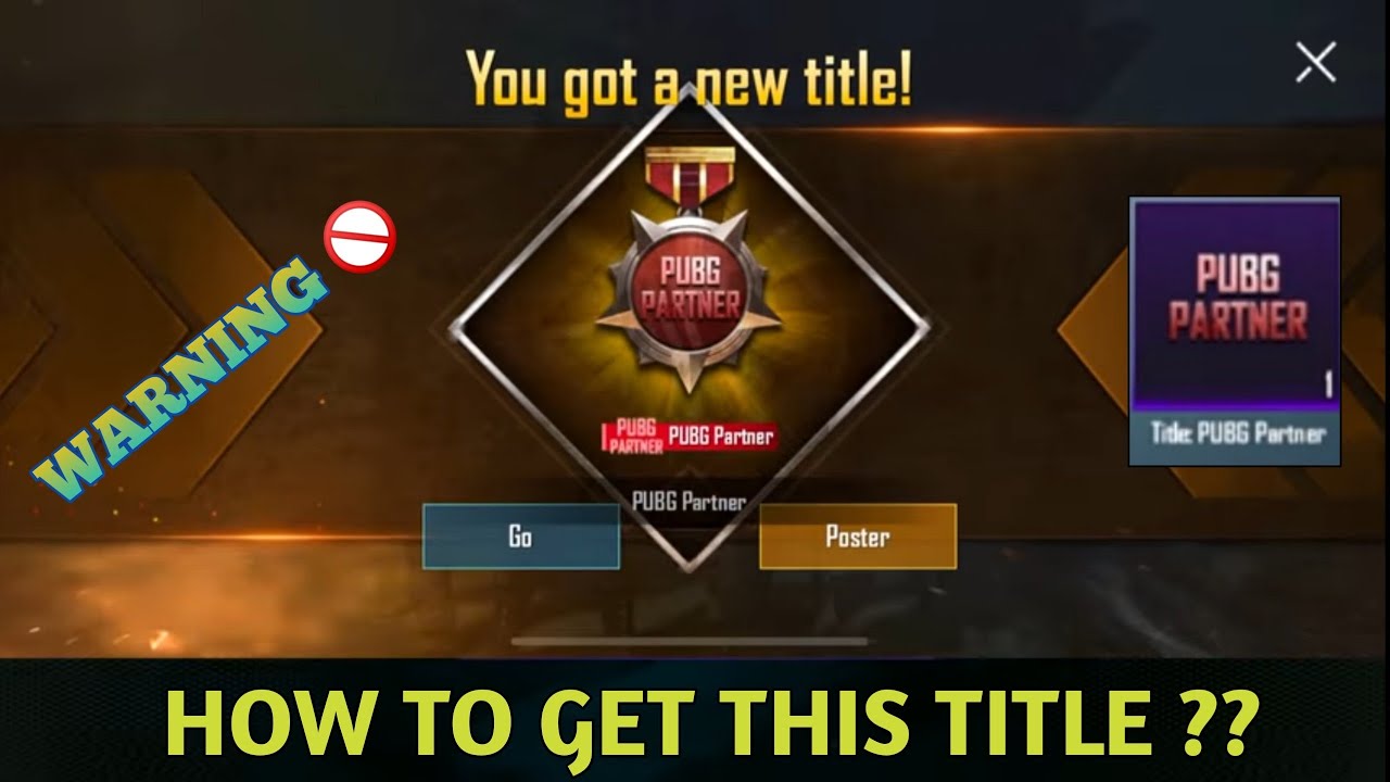 HOW TO GET PUBG PARTNER TITLE IN PUBG MOBILE | PUBG NEW TITLE FULL ...