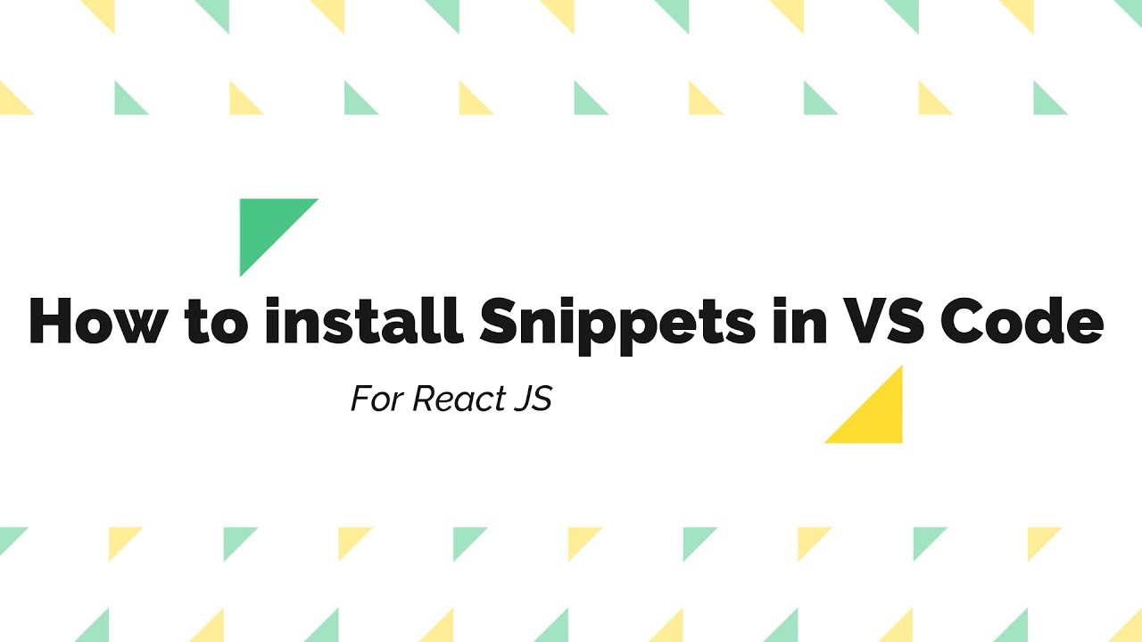 How To Install Snippets In Vs Code For React Js - Youtube