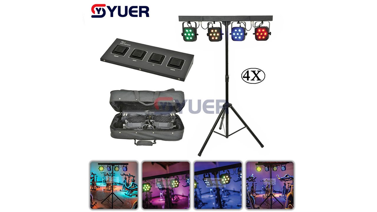 YUER™️ Led Par Kit 4pcs 7x10W 4in1 RGBW Led Slim Flat Par Lights with ...