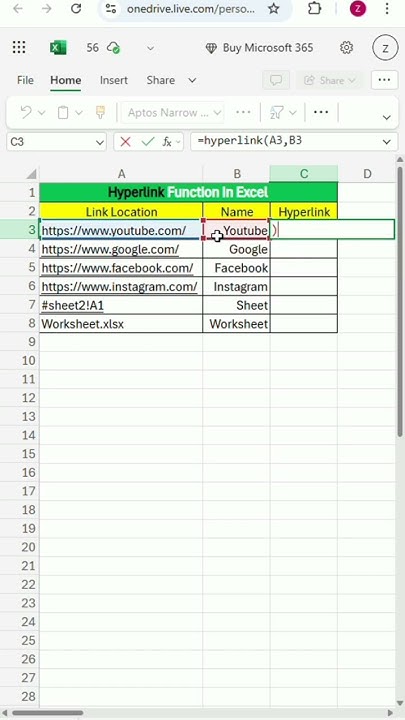 Hyperlink Function In Excel | Excel Formula | Hyperlink Function ...